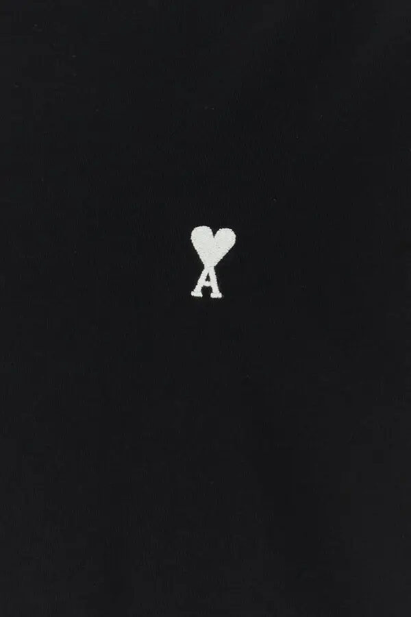 AMI Paris Black Cotton T-shirt