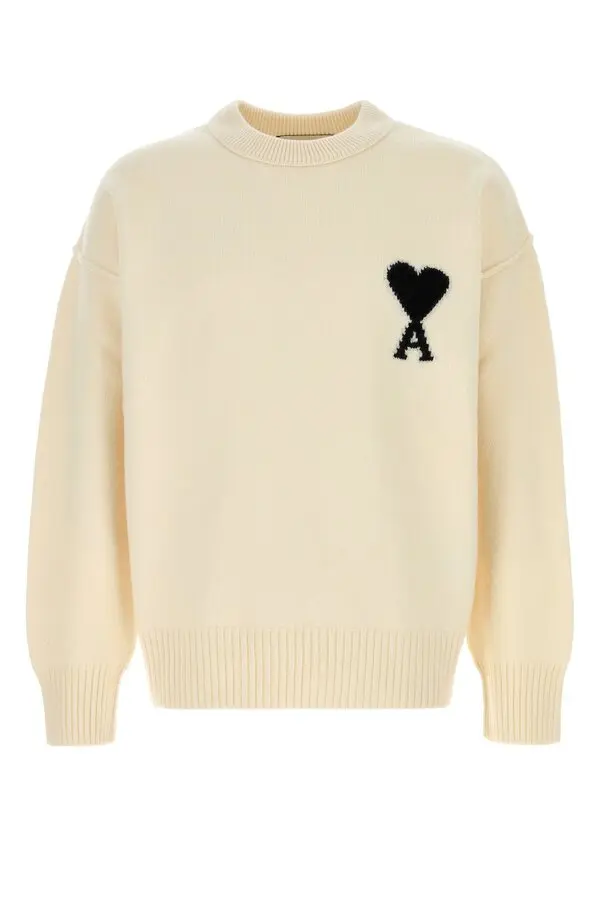 AMI Paris Ivory Wool Sweater