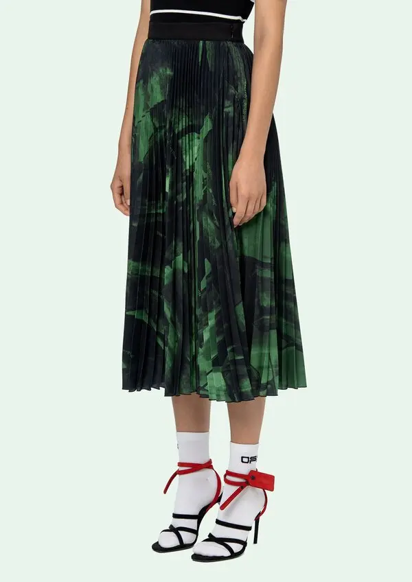 Off-White Graphic Printed Pleated Skirt