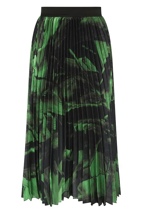 Off-White Pleated Graphic Print Skirt - No