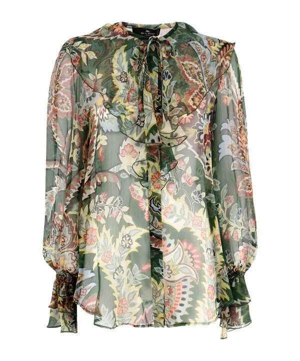 Etro Floral-printed Ruffled Shirt