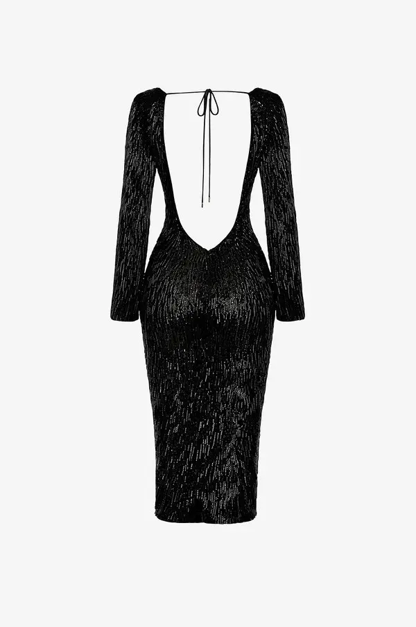 Dolce & Gabbana Long Sleeve Open Back Sequin Dress