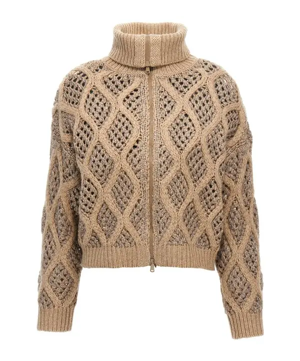 Brunello Cucinelli Knit Zip-up Sweater With Fine Rib Trimming