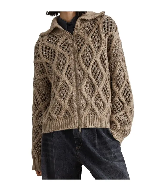Brunello Cucinelli Knit Zip-up Sweater With Fine Rib Trimming
