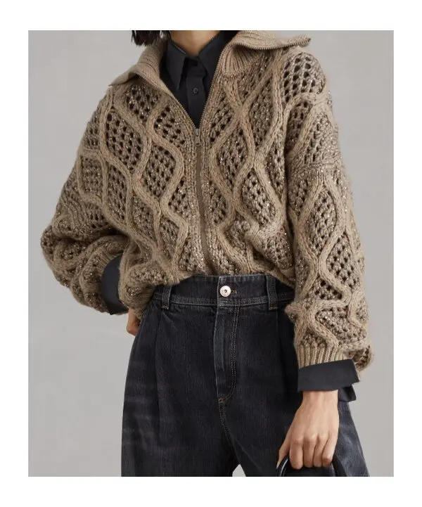 Brunello Cucinelli Knit Zip-up Sweater With Fine Rib Trimming