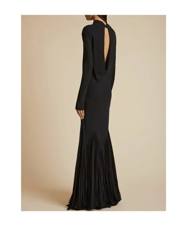 Khaite Long-sleeved Asymmetrical Dress With Scarf Neckline
