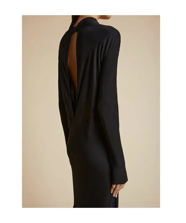 Khaite Long-sleeved Asymmetrical Dress With Scarf Neckline