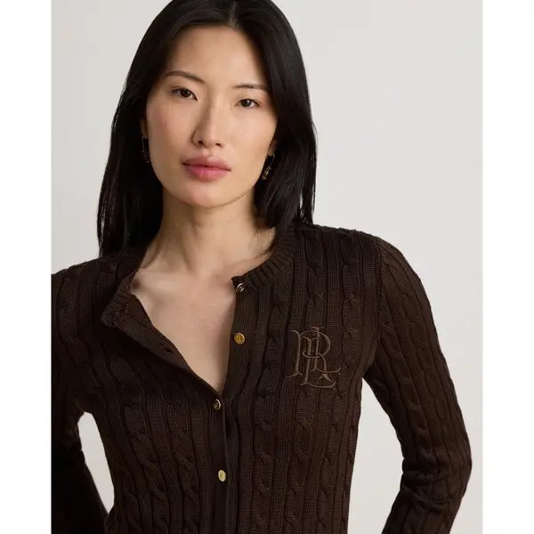Ralph Lauren Cable-knit Cotton-blend Cardigan - Circuit Brown