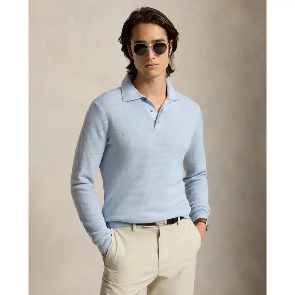 Ralph Lauren Striped Performance Polo-collar Sweater