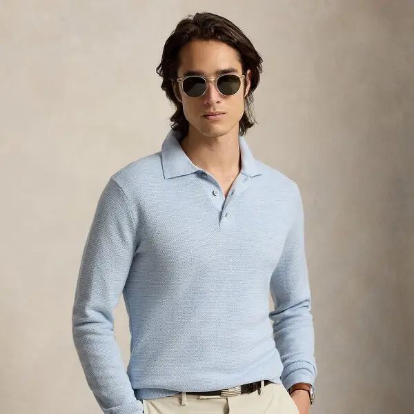 Ralph Lauren Striped Performance Polo-collar Sweater - Blue Combo