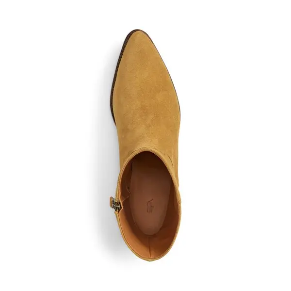 Ralph Lauren Calfskin Suede Western Boots - Caramel