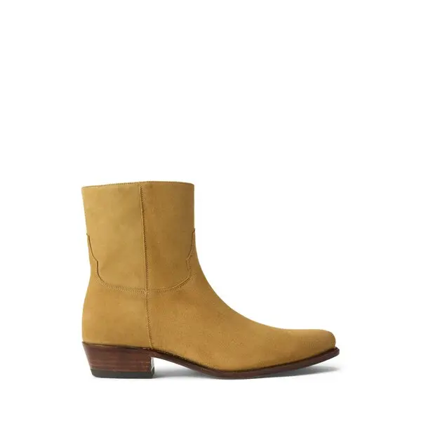 Ralph Lauren Calfskin Suede Western Boots - Caramel