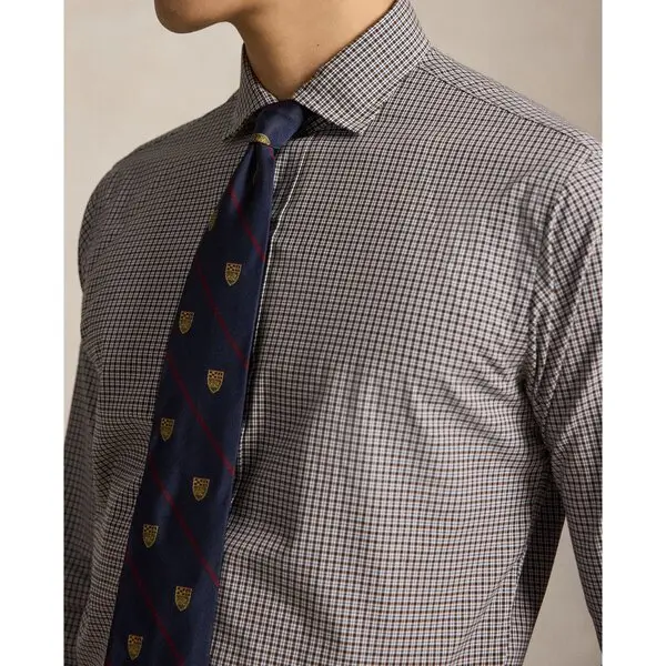Ralph Lauren Classic Fit Checked Poplin Shirt - White Nutmeg Brown