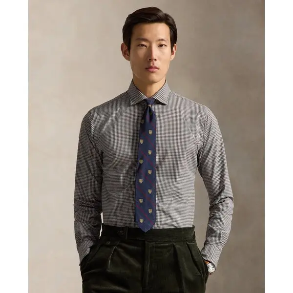 Ralph Lauren Classic Fit Checked Poplin Shirt - White Nutmeg Brown