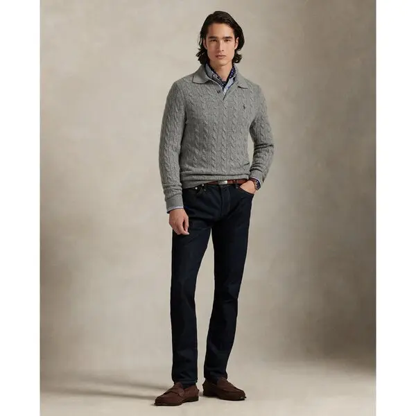 Ralph Lauren Cable-knit Wool-cashmere V-neck Sweater - Fawn Grey Heather