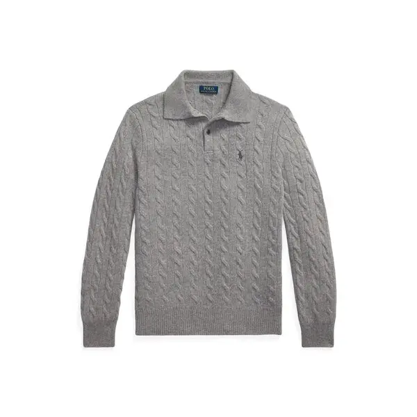 Ralph Lauren Cable-knit Wool-cashmere V-neck Sweater - Fawn Grey Heather