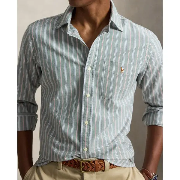 Ralph Lauren Classic Fit Striped Oxford Shirt - Green Red Multi