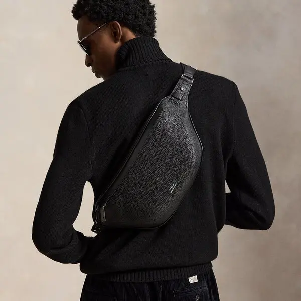 Ralph Lauren Polo Id Pebbled Leather Waistpack - Black