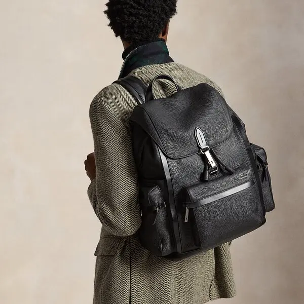 Ralph Lauren Polo Id Pebbled Leather Backpack