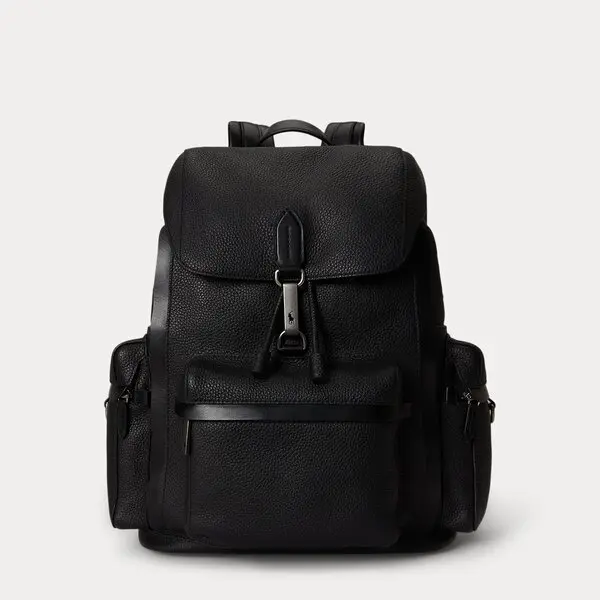 Ralph Lauren Polo Id Pebbled Leather Backpack - Black