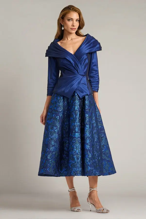 Tadashi Shoji Renwick Portrait Midi Dress - Navy/multi