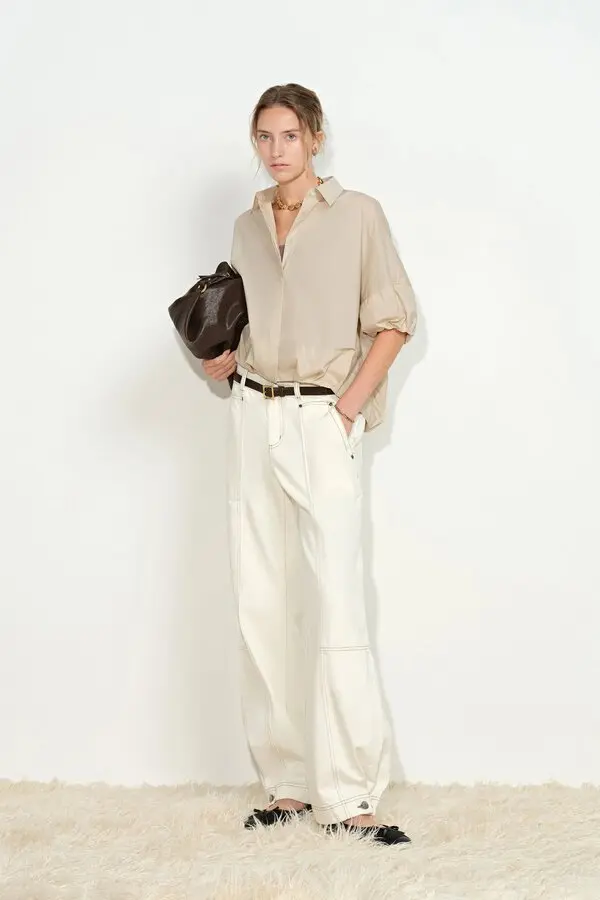 Fabrique Claire Khaki Puff Sleeve Shirt
