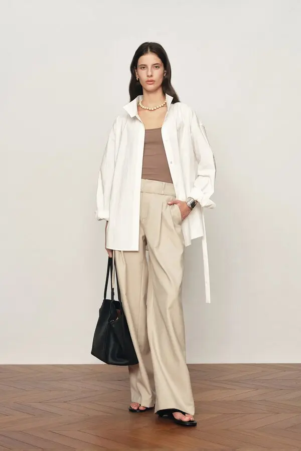 Fabrique Oversized Belted Shirt Jacket With Stand Collar