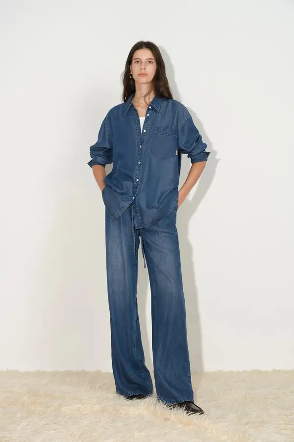 Fabrique Eva Vintage Airy Lyocell Denim Shirt - Blue