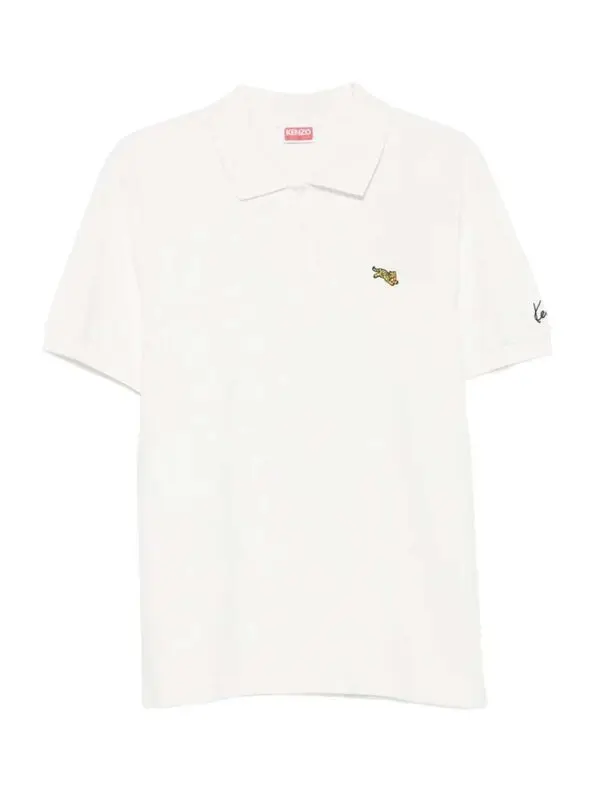 Kenzo Tiger-patch Polo Shirt - White