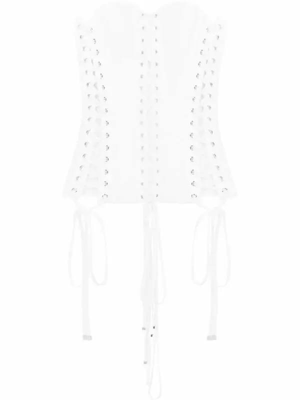 Dolce & Gabbana Gabardine Bustier Top - White