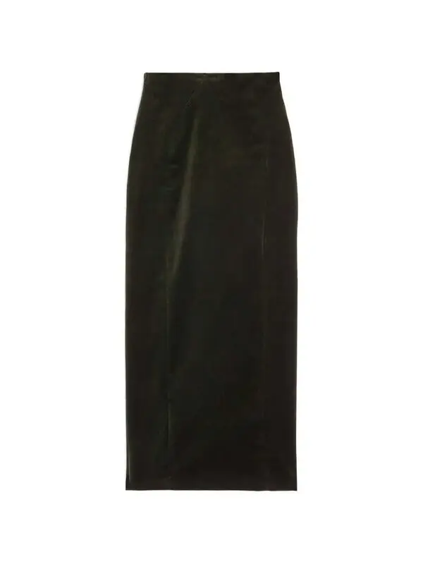 JIL SANDER High-waisted Velvet Maxi Skirt - Grey