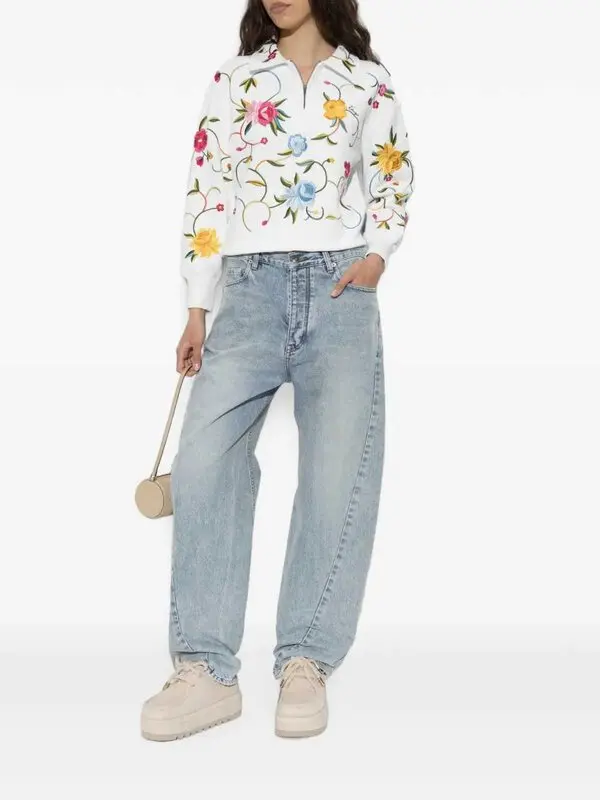 Kenzo Embroidered Cotton Quarter-zip Sweatshirt