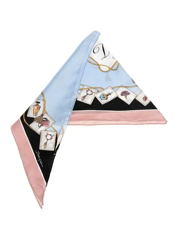 Dolce & Gabbana Printed Silk Scarf - Blue