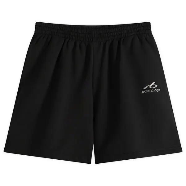 Balenciaga Logo Cotton Sweat Shorts - Black