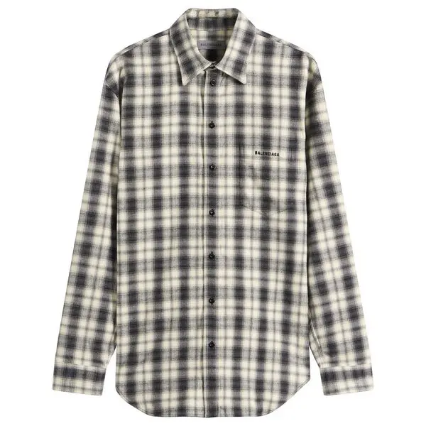 Balenciaga Regular Fit Check Flannel Shirt - White/black