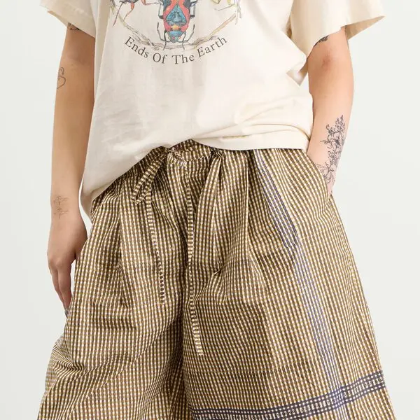 STORY MFG. Lark Hand-printed Gingham Shorts