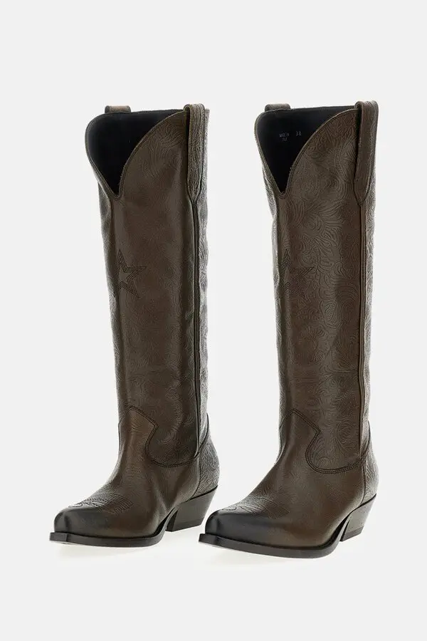 GOLDEN GOOSE Wish Star Texan Boots In Leather