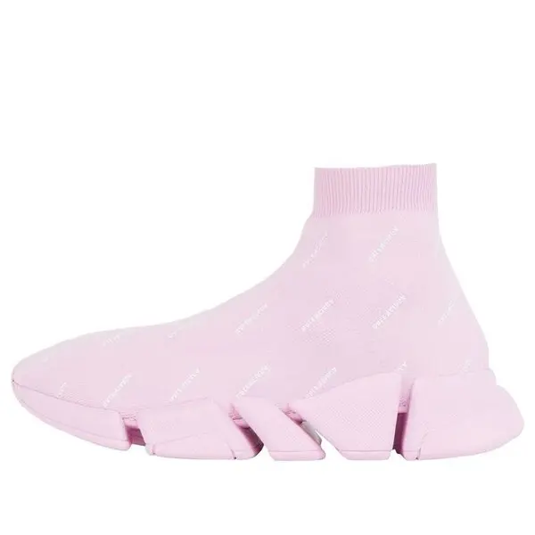 Balenciaga Speed 2.0 Logo Knit Sneakers - Pink/white