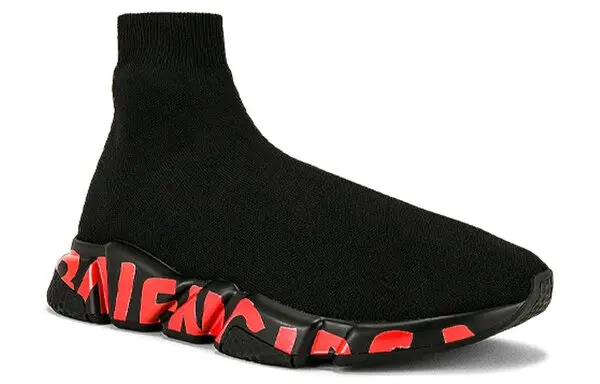 Balenciaga Speed 2.0 Knit Sneakers With Red Graffiti Detailing