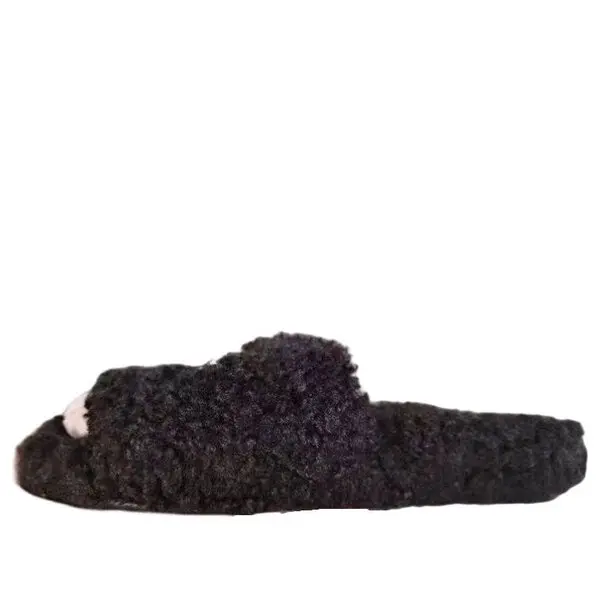 Balenciaga Furry Slides - Black