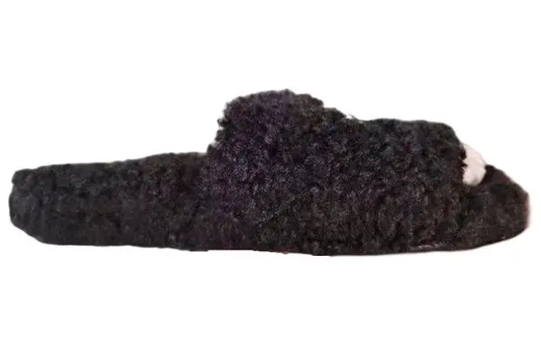 Balenciaga Furry Slides - Black