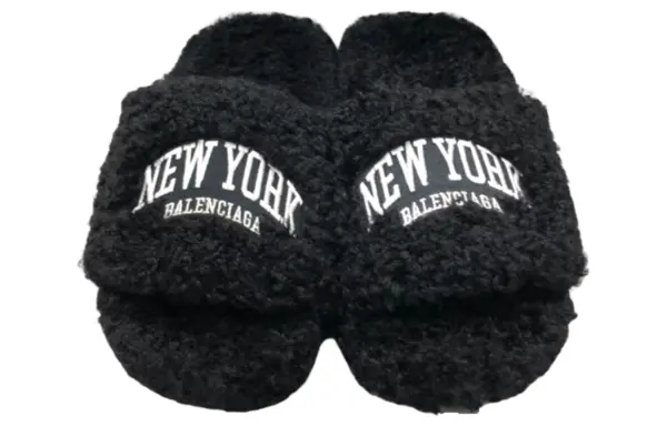 Balenciaga Furry Slides - Black