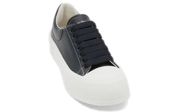 Alexander McQueen Leather Deck Plimsoll - Navy Blue