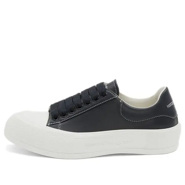 Alexander McQueen Leather Deck Plimsoll - Navy Blue
