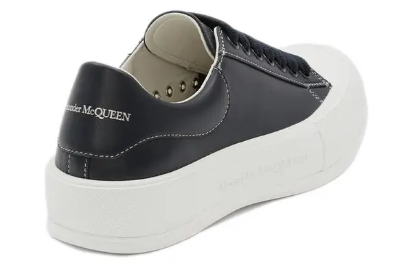 Alexander McQueen Leather Deck Plimsoll - Navy Blue
