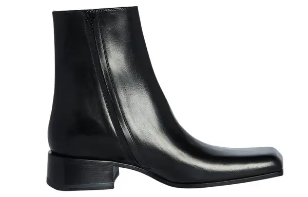Balenciaga Square Toe Leather Ankle Boots