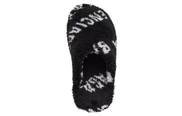 Balenciaga Allover Logo Furry Slides