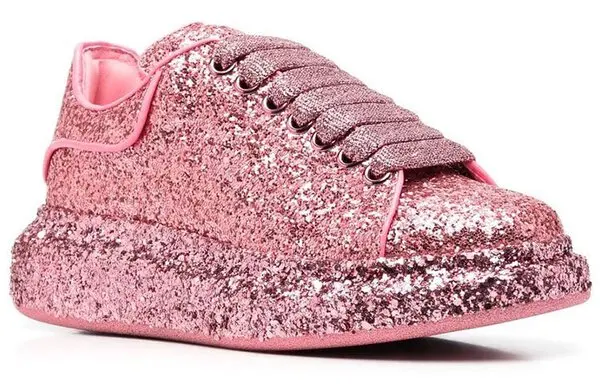 Alexander McQueen Larry Oversized Glittered Sneakers - Rose Pink