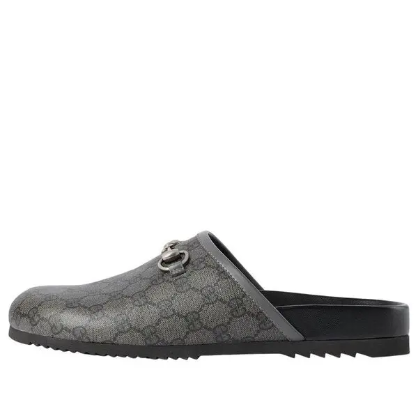 Gucci Gg Supreme Mule With Horsebit 'grey Black