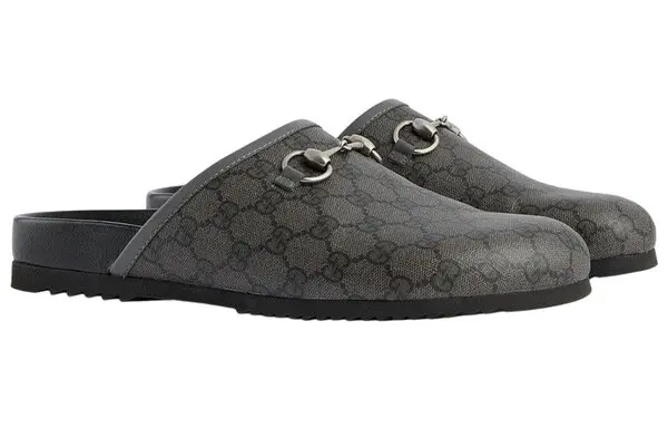 Gucci Gg Supreme Mule With Horsebit 'grey Black